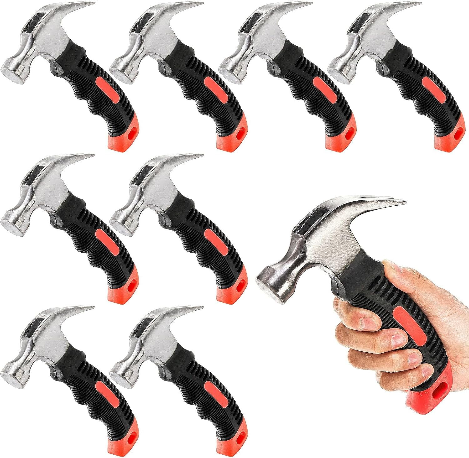 8 Pack 12 oz Small Hammer Tool, Mini Claw Hammer with Soft Rubber ...