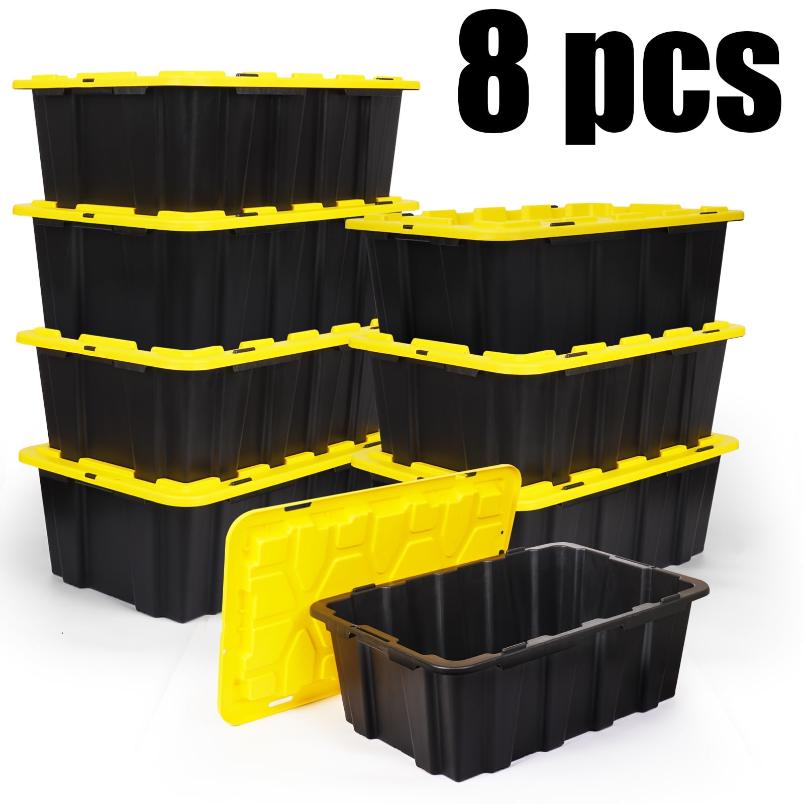 8-Pack 12Gal + 4-Pack 17/23Gal Plastic Storage Bins - Secure Lid, Dust ...