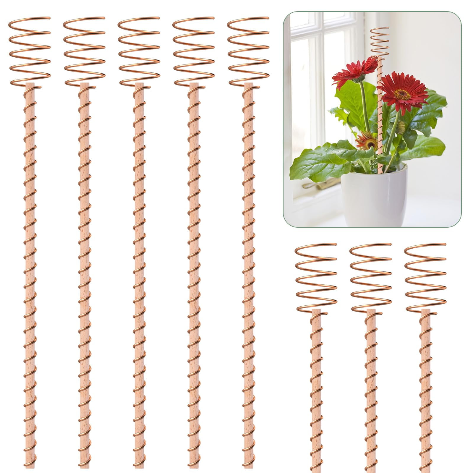 8 Pack 13.5" Electroculture Plant Stakes, Long Copper Garden Stakes ...