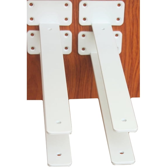 8 Pack - 14 inch White Hidden L Shelf Bracket (1/5 Inch Thicked) Iron Floating Shelf Brackets ...