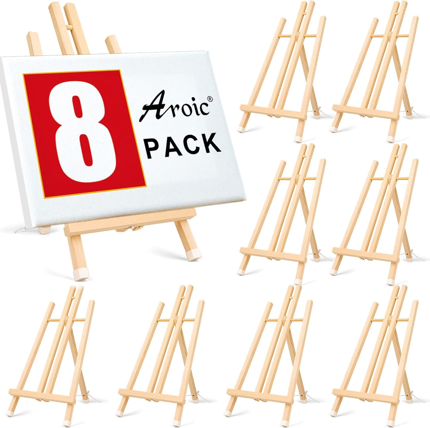 8 Pack 15 Inch Wood Easels, Easel Stand for Painting Canvases, Art, and ...