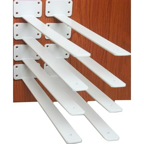 8 Pack - 16 inch White Hidden L Shelf Bracket (1/5 Inch Thicked) Iron ...