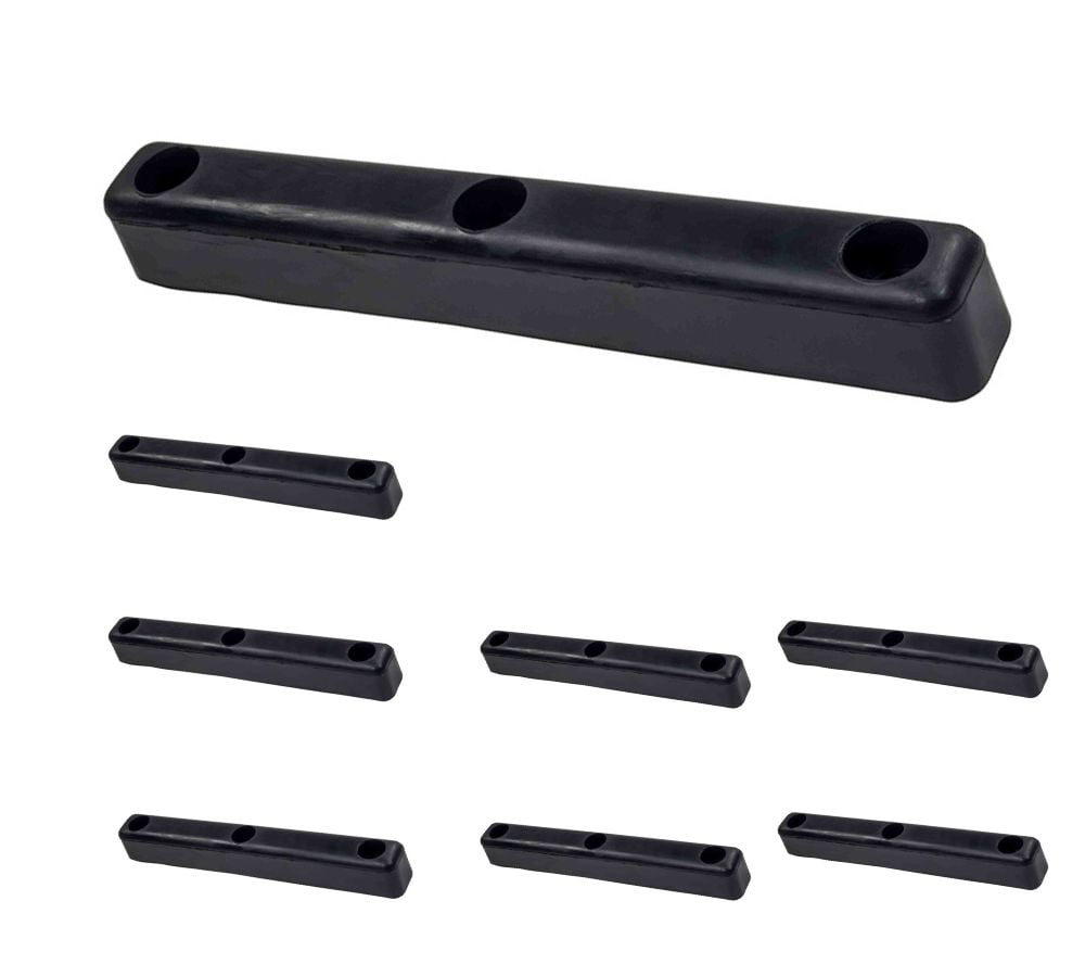 8 Pack 16"x2"x2" Rectangular Rubber Dock Bumper with 3 Holes - Impact ...
