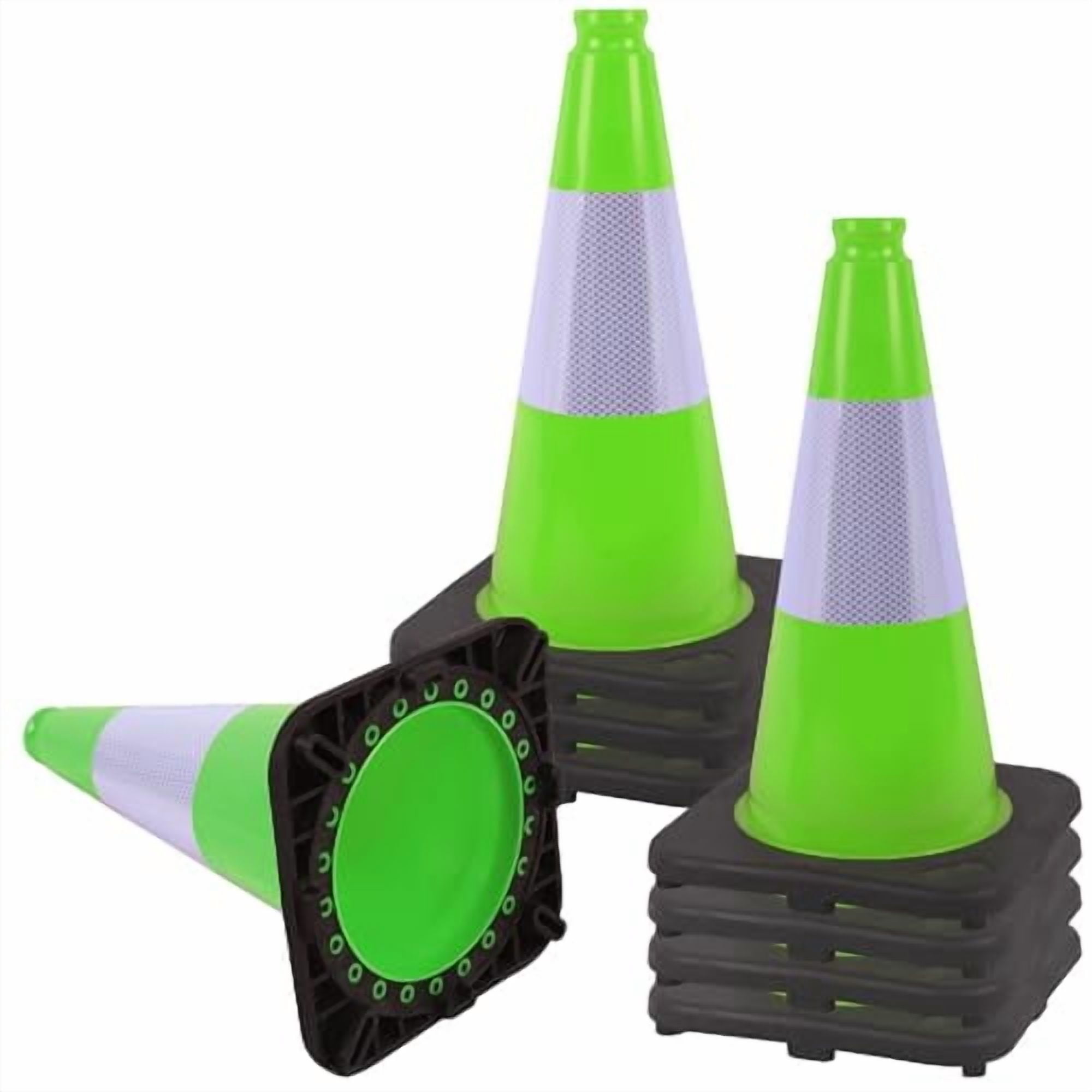 8 Pack 18" Green Traffic Safety Cones, PVC Parking Cone Construction ...