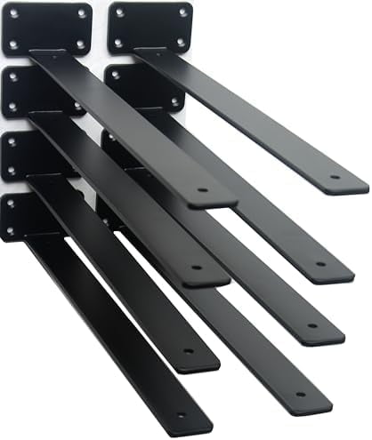 8 Pack - 18 inch Black Hidden L Shelf Bracket (1/5 Inch Thicked) Iron ...