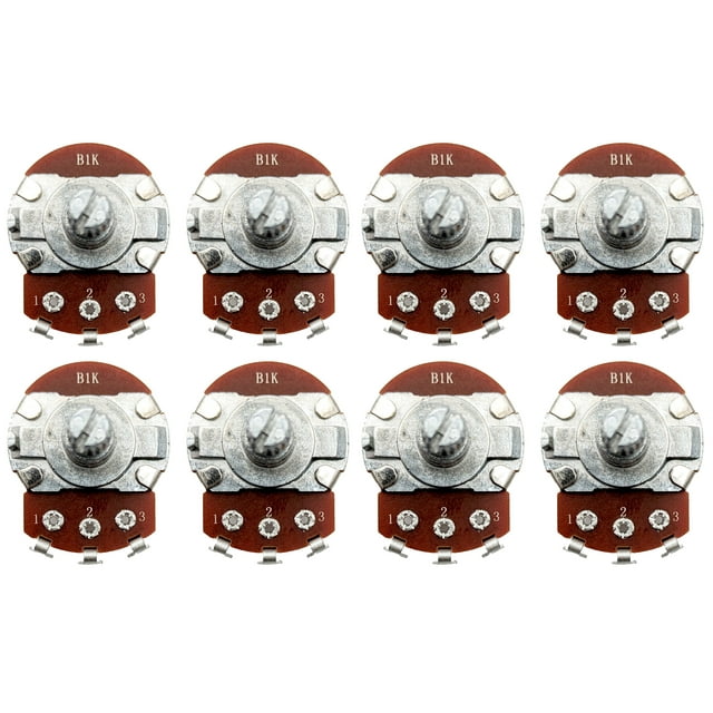 8 Pack 1K Ohms Potentiometer, 1/2W, Panel Mount, Single Turn, Serrated ...