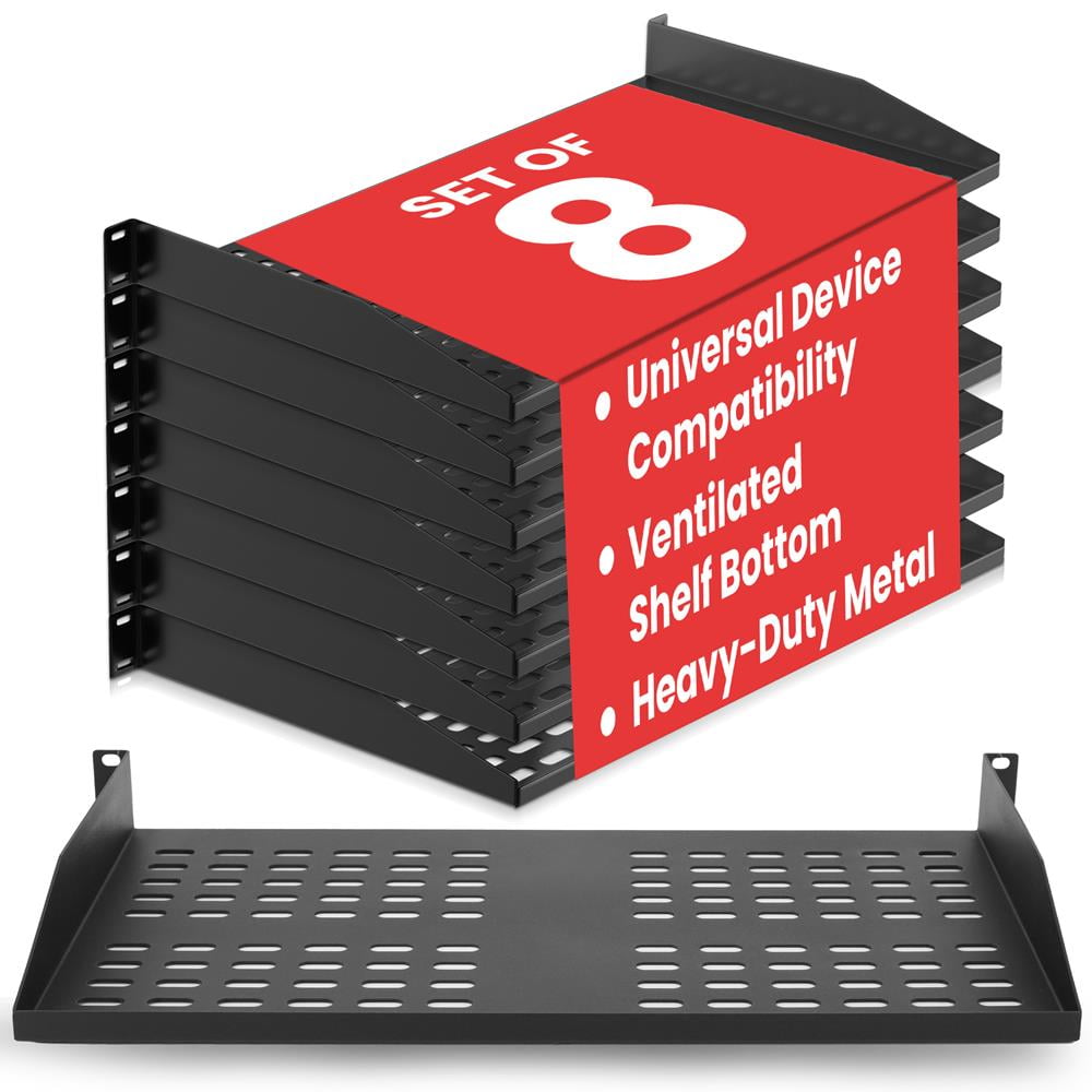 8-Pack 1U Server Rack Shelf - Universal Device Server Rack Mounting ...