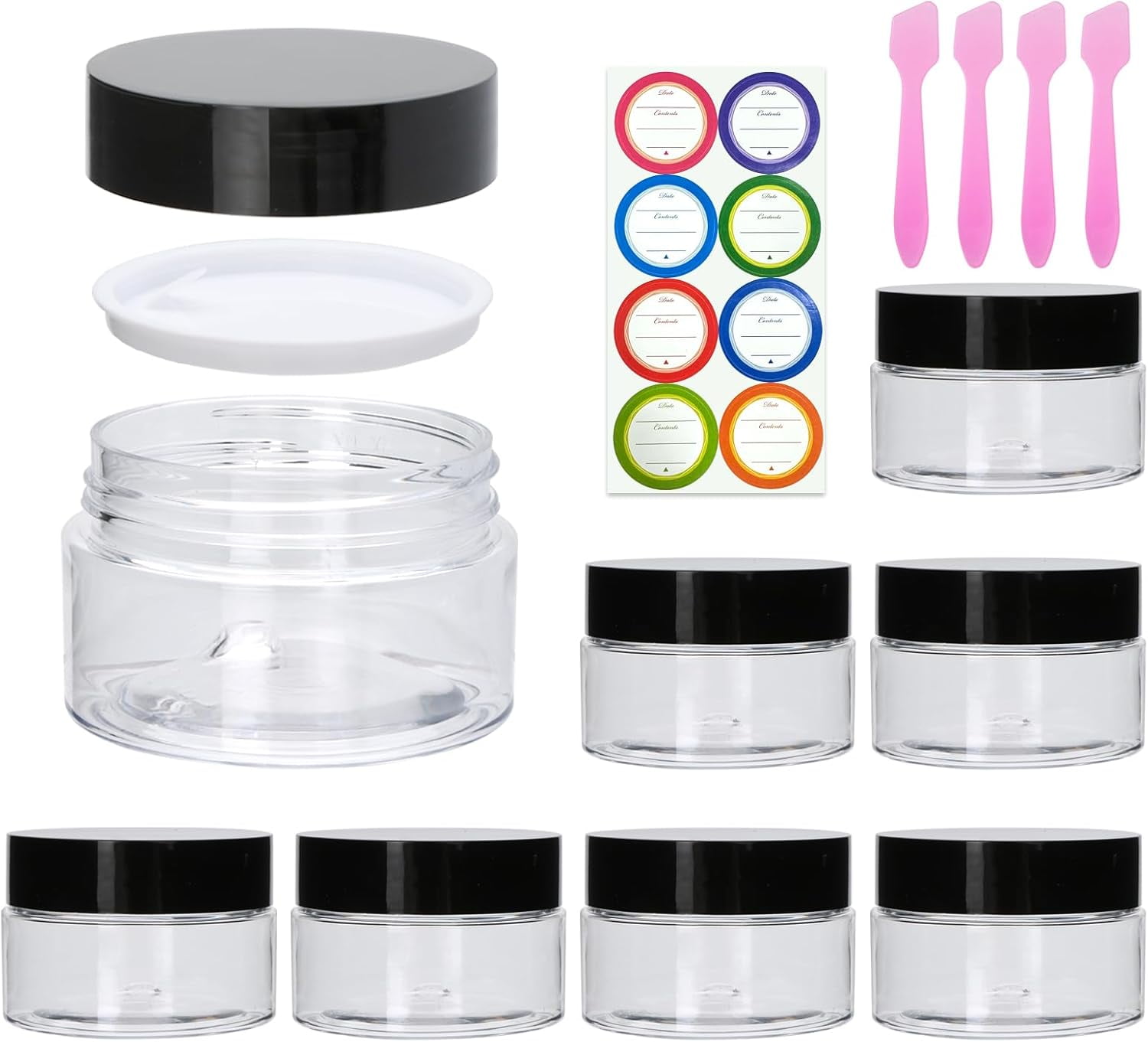 8 Pack 1oz Plastic Containers with Lids, Jars with Lids, Great for ...
