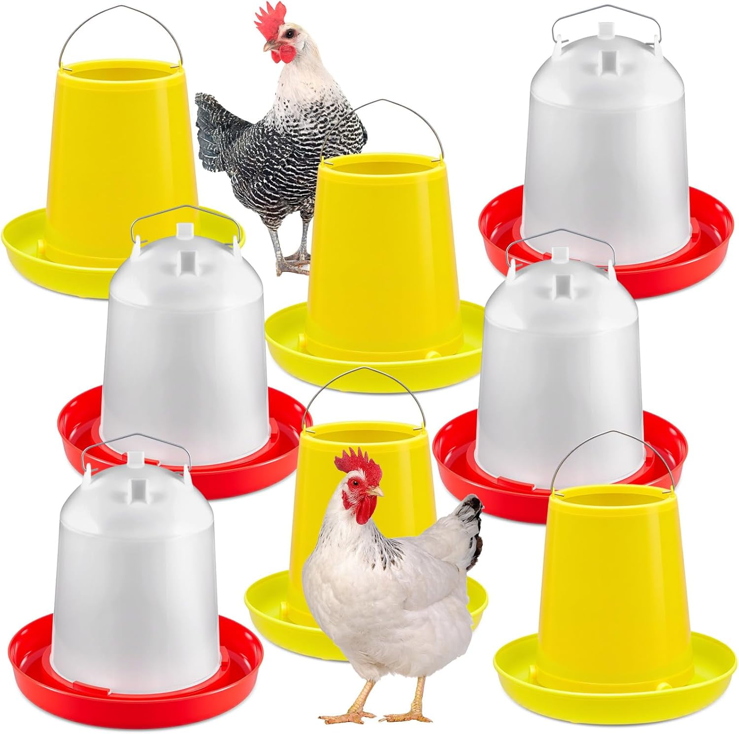 8 Pack 2. 2gal Chicken Water Bucket Chicken Feeder Bulk Hanging Plastic ...