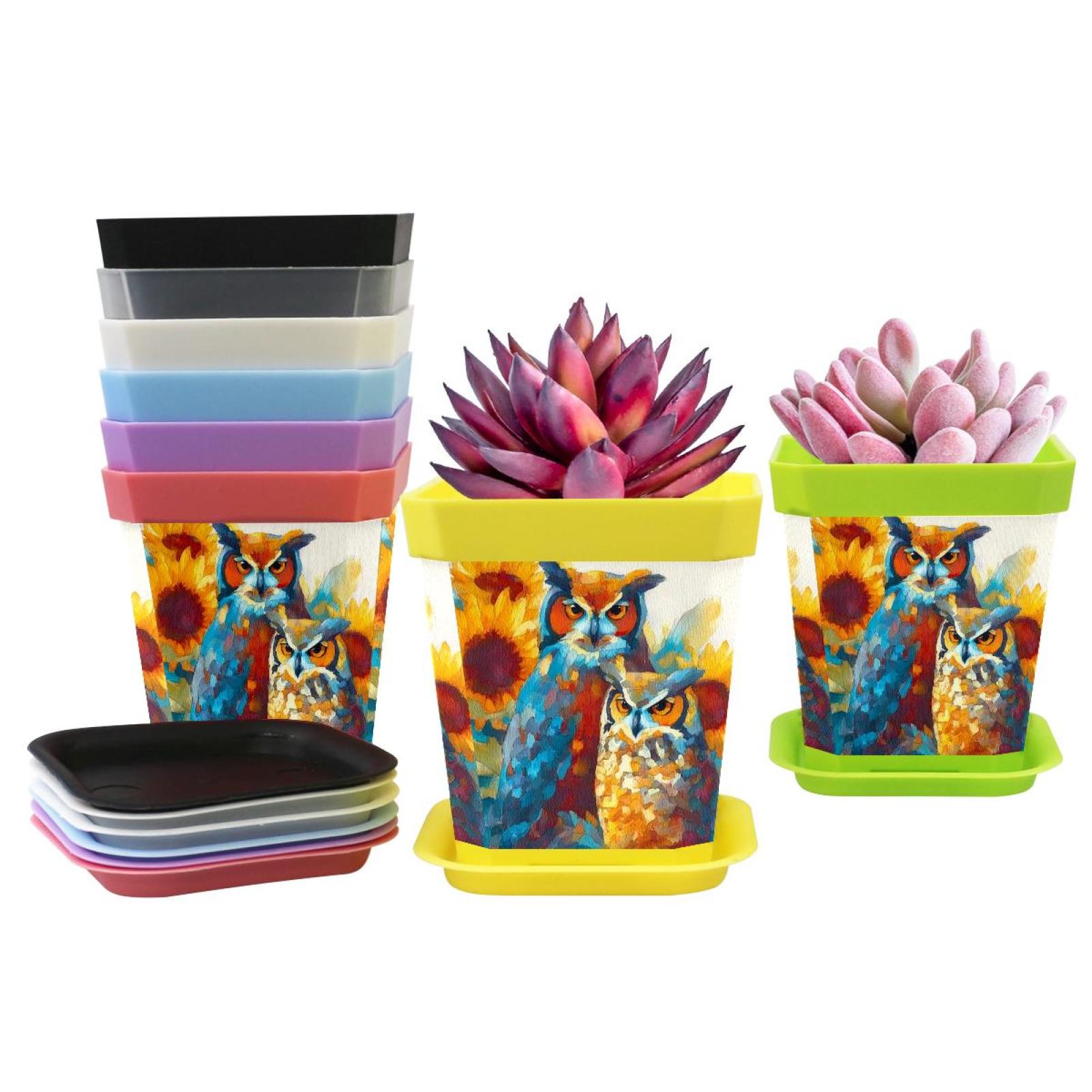 8 Pack 2.75’ Sunflower Blue Owl Small Flower Pots Nursery Pot Garden ...