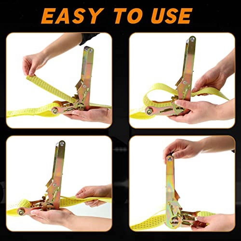 8 Pack 2 Inch x 15 ft Ratchet Tie Down Straps Heavy Ratchet Straps Up ...