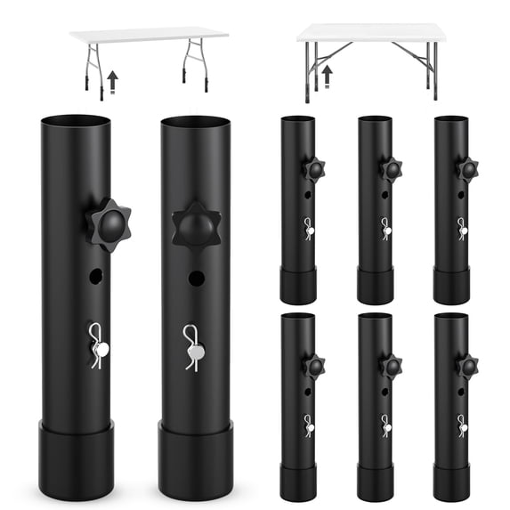 8 Pack - 2 Level Height Adjustable Black Metal Table Leg Extenders For ...