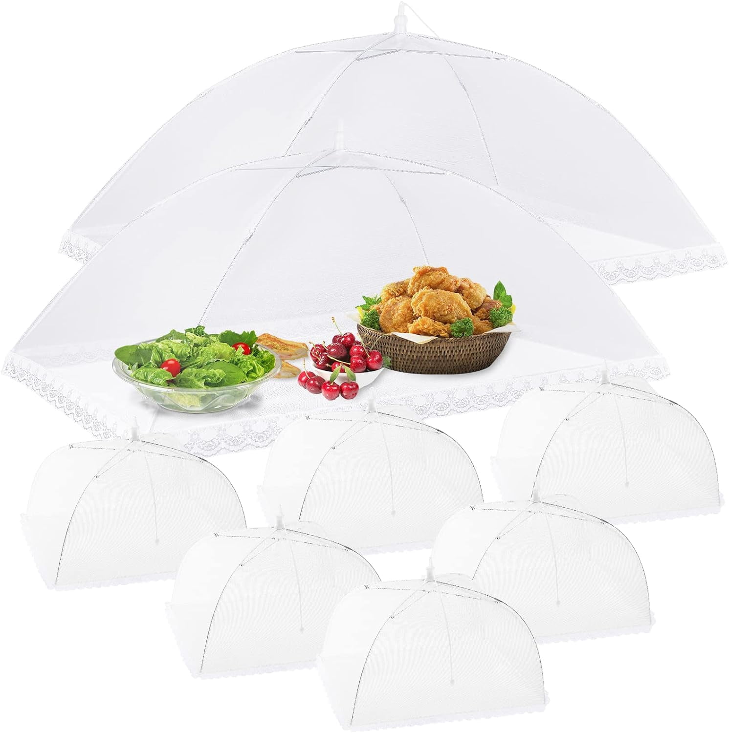 8 Pack 2 Size Mesh Food Covers for outside, 2 Jumbo and 6 Large Cake ...