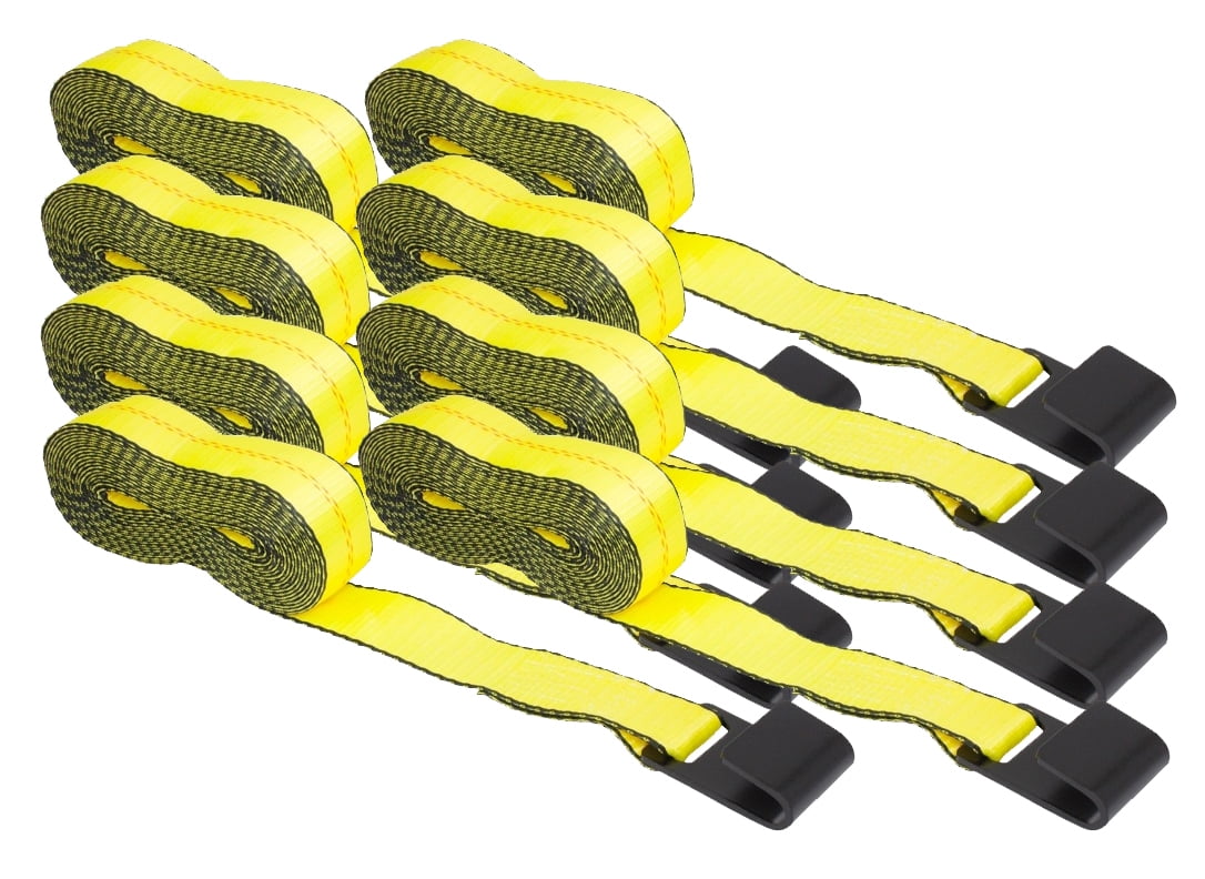 Kinedyne 8 Pack 2"X30' Winch Straps with Flat Hook, WLL 3335, Resin ...