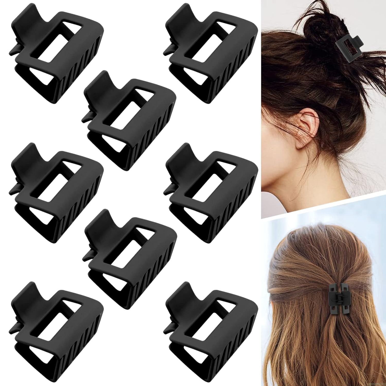 8 Pack 2 inch Small Rectangle Hair Claw Clips, Matte Square Hair Clips ...