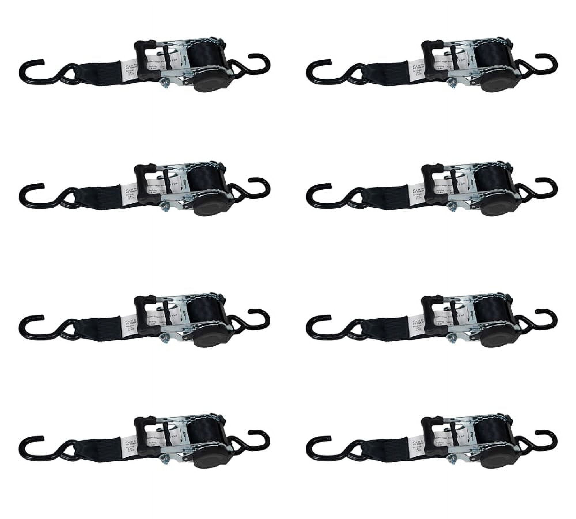 (8 Pack) 2" x 10' Auto Retractable Ratchet Straps with Coated S hook ...