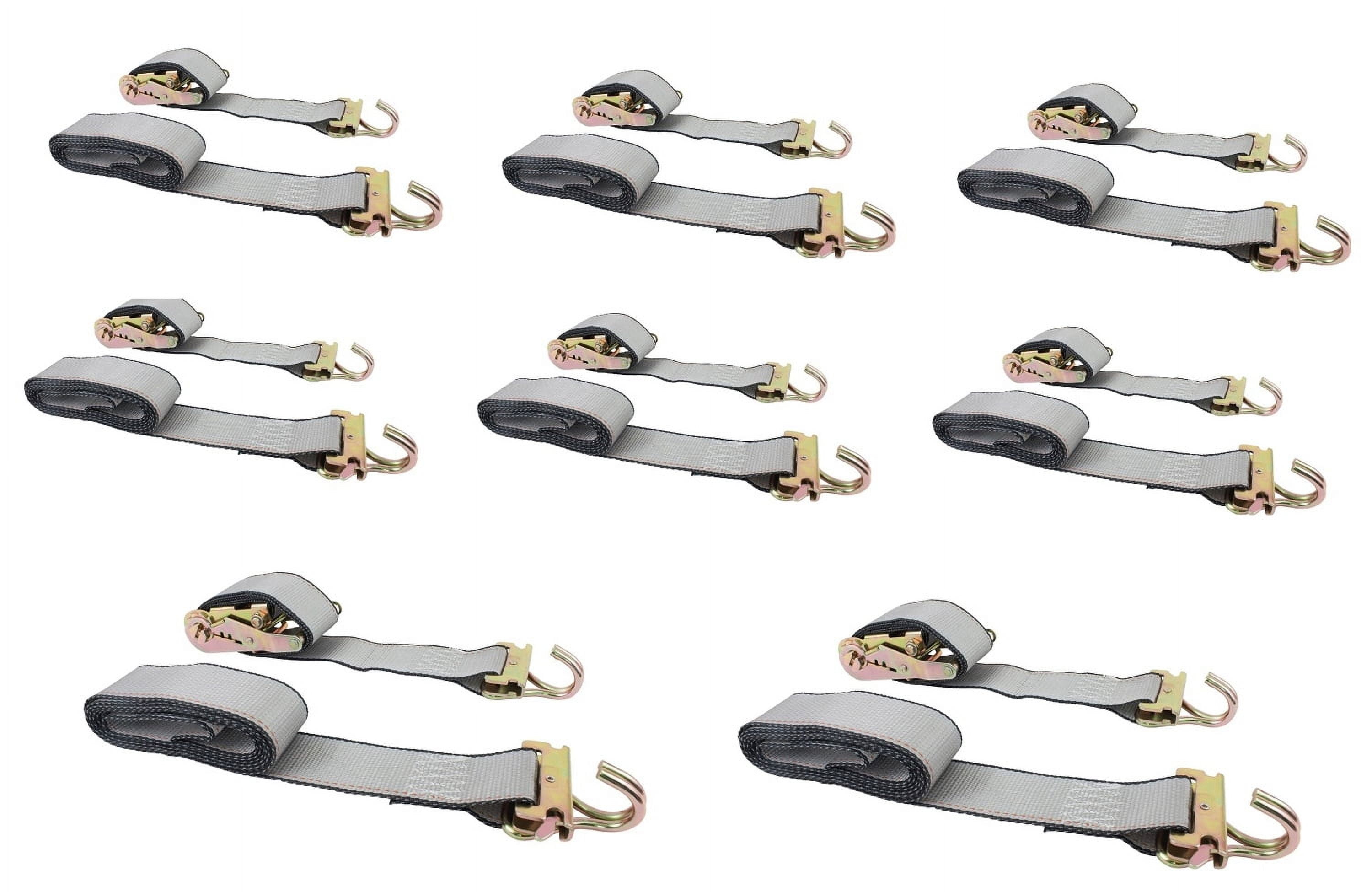 8 Pack 2'' x 12' E Track Ratchet Straps with J Hook & Spring E-Fittings, 3000 lbs - Grey Heavy ...