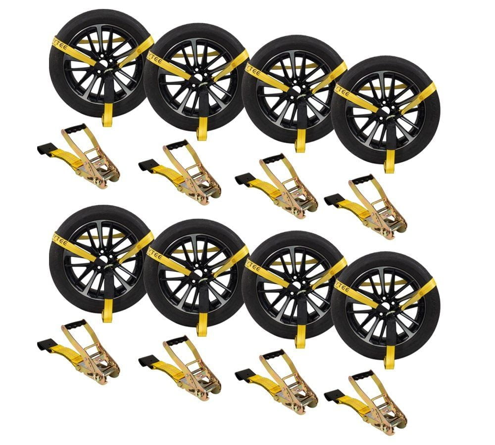 (8 Pack) 2" x 120" Car Tie Down Straps for Trailer with Flat Hook ...
