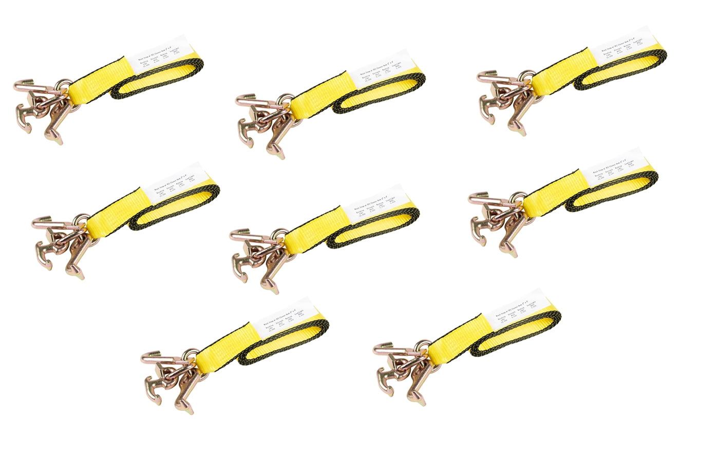 (8 Pack) 2" x 8' Recovery Winch Strap w/ RTJ Cluster Hook Towing Truck ...