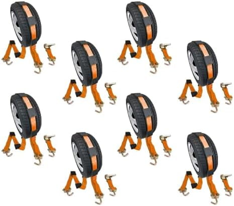 8 Pack 2" x9' Over The Wheel Tire Straps /Ratchet, Swivel J Hook ...