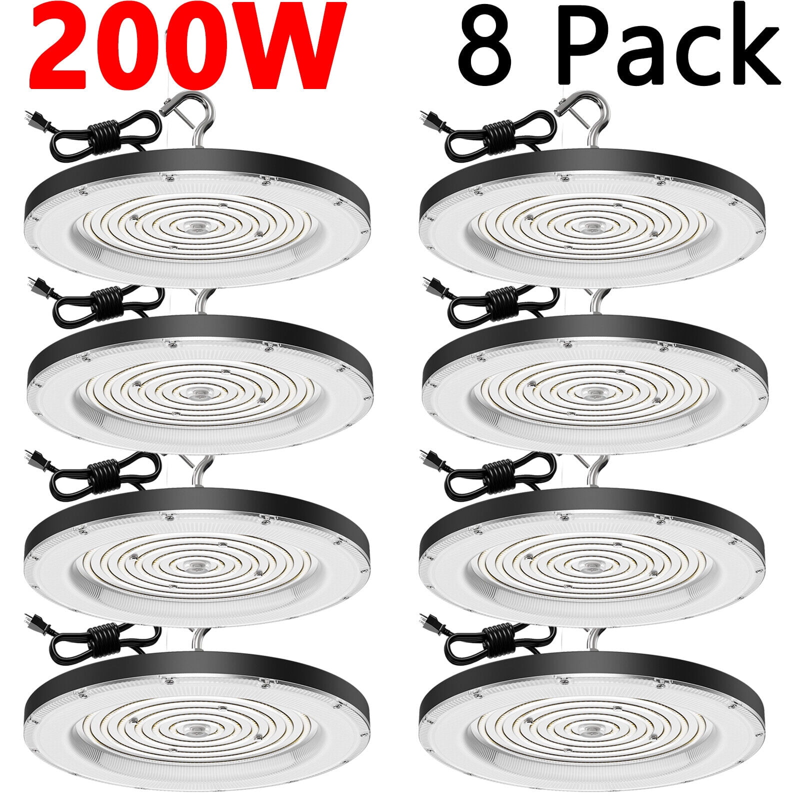 8 Pack 200W LED UFO High Bay Light Shop Lights Industrial Factory ...
