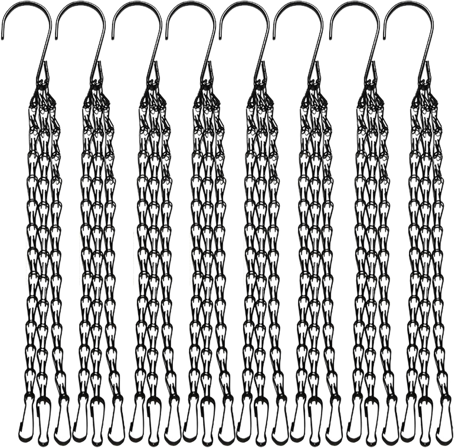 8 Pack 21.6（55cm） Inch Hanging Basket Chains 3 Point Black Metal ...