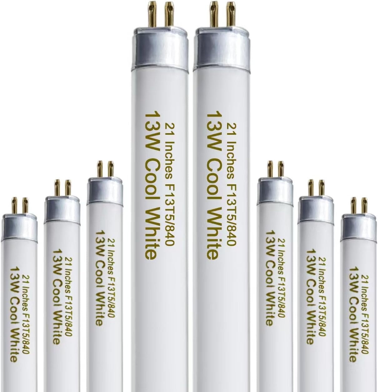 8 Pack 21 Inch T5 Fluorescent Light Bulb 13 Watt F13T5/CW Compatible ...