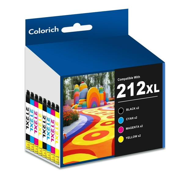 8-Pack 212XL Ink Cartridges Compatible for Epson 212 212XL Printer Ink ...