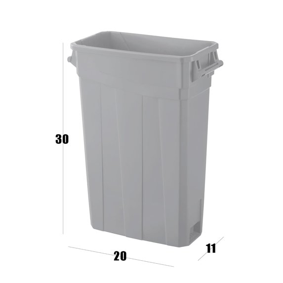 8 Pack 23 Gallon Gray Slim Trash Can Heavy Duty Commercial Kitchen ...