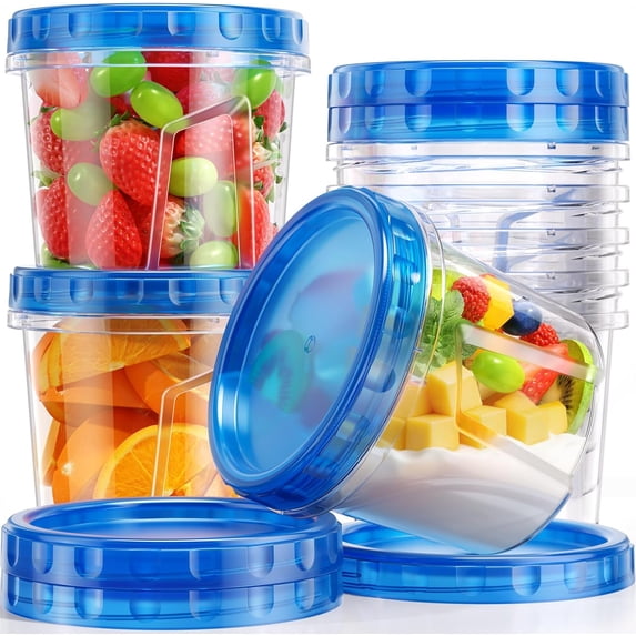 8 Pack 24 OZ Plastic Freezer Storage Containers with Lids, BPA Free ...