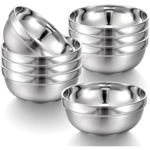 8 Pack 24 oz Stainless Steel Bowls Double Walled Insulated Soup Ice ...