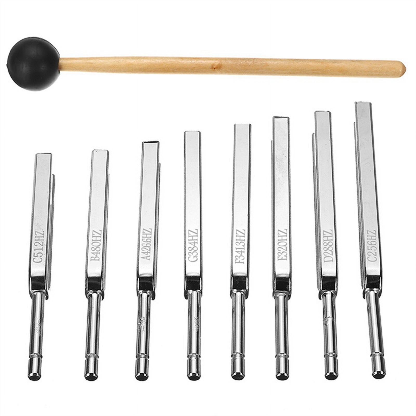 8 Pack 256-512HZ Steel Tuning Fork Set Mallet Vibration Therapy Tools ...