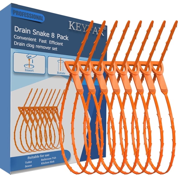 8 Pack 25inch Drain Snake Clog Remover, Drain Hair Remover, Sink Snake ...