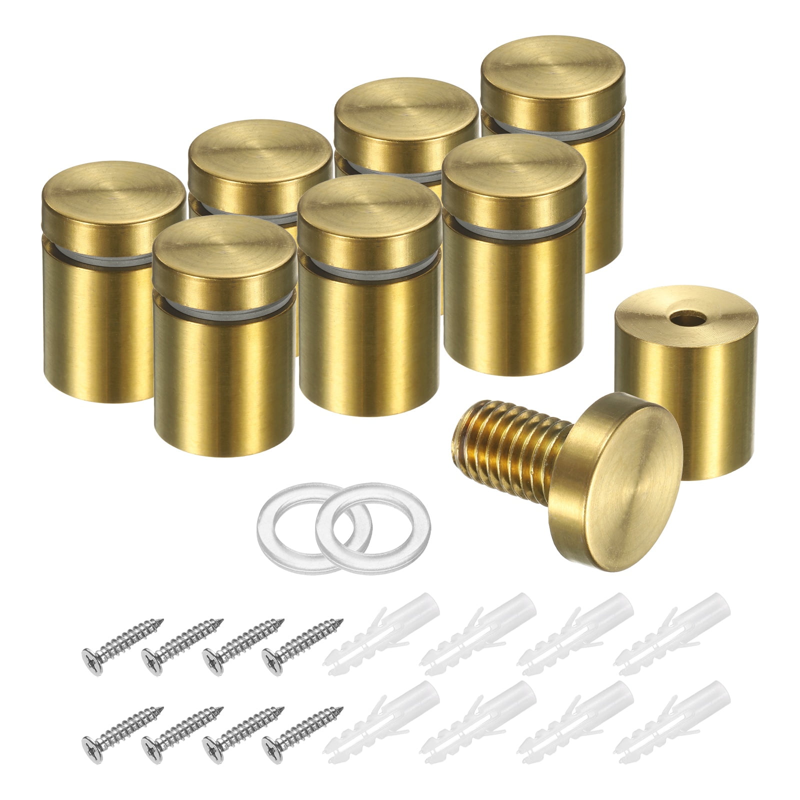 8 Pack 3/4" x 1" Stainless Steel Standoff Sign Standoff Screws, Gold ...