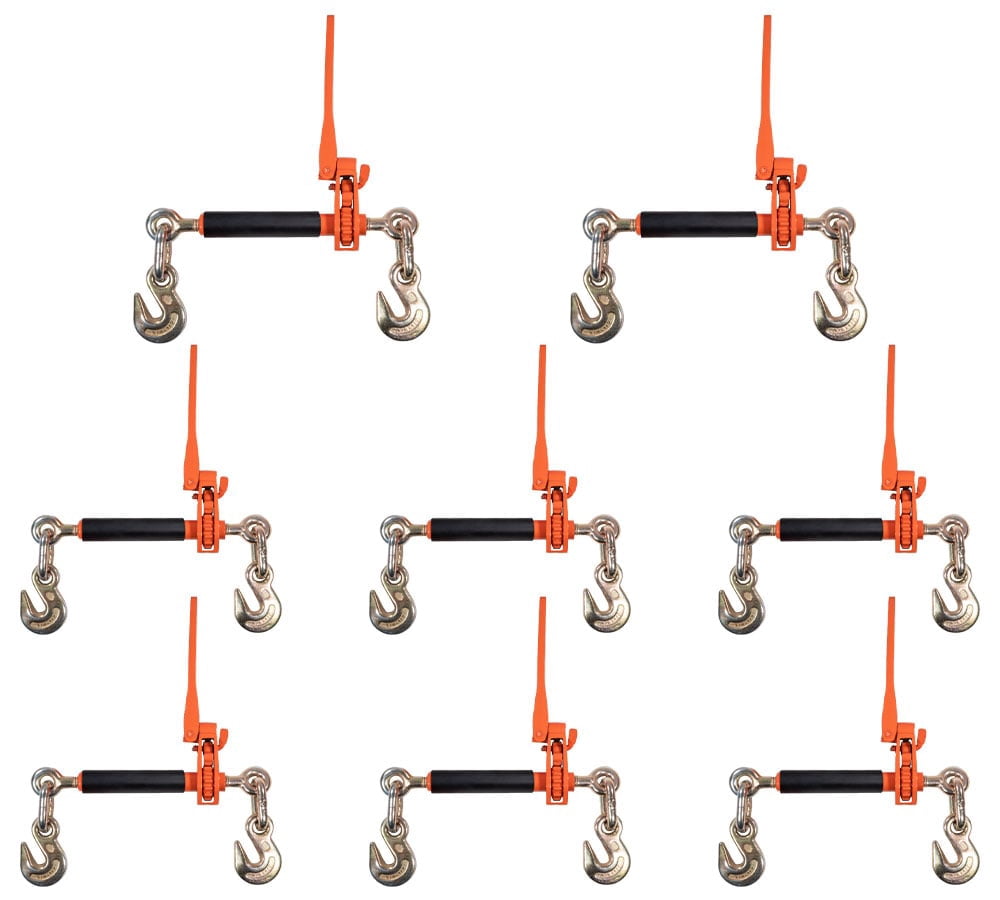 8 Pack 3/8" - 1/2" Hi-Viz Orange Quick Folding Handle Ratchet Load ...