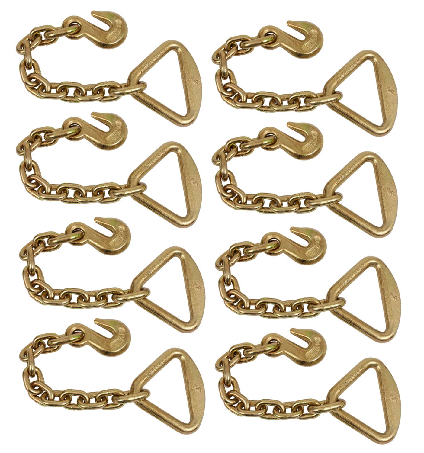 (8 Pack) 3/8" Grab Hook w/ 18" Chain Anchor 4" Delta Ring Tow Wrecker ...