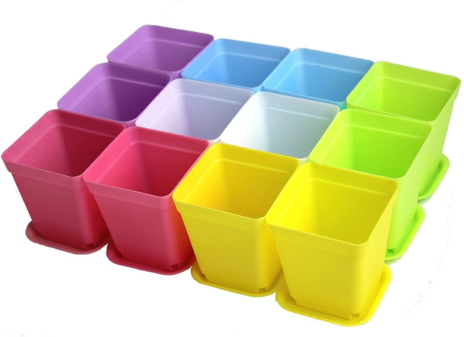 8 Pack 3 Inch Square Plants Nursery Pot Multicolor Plastic Plant ...