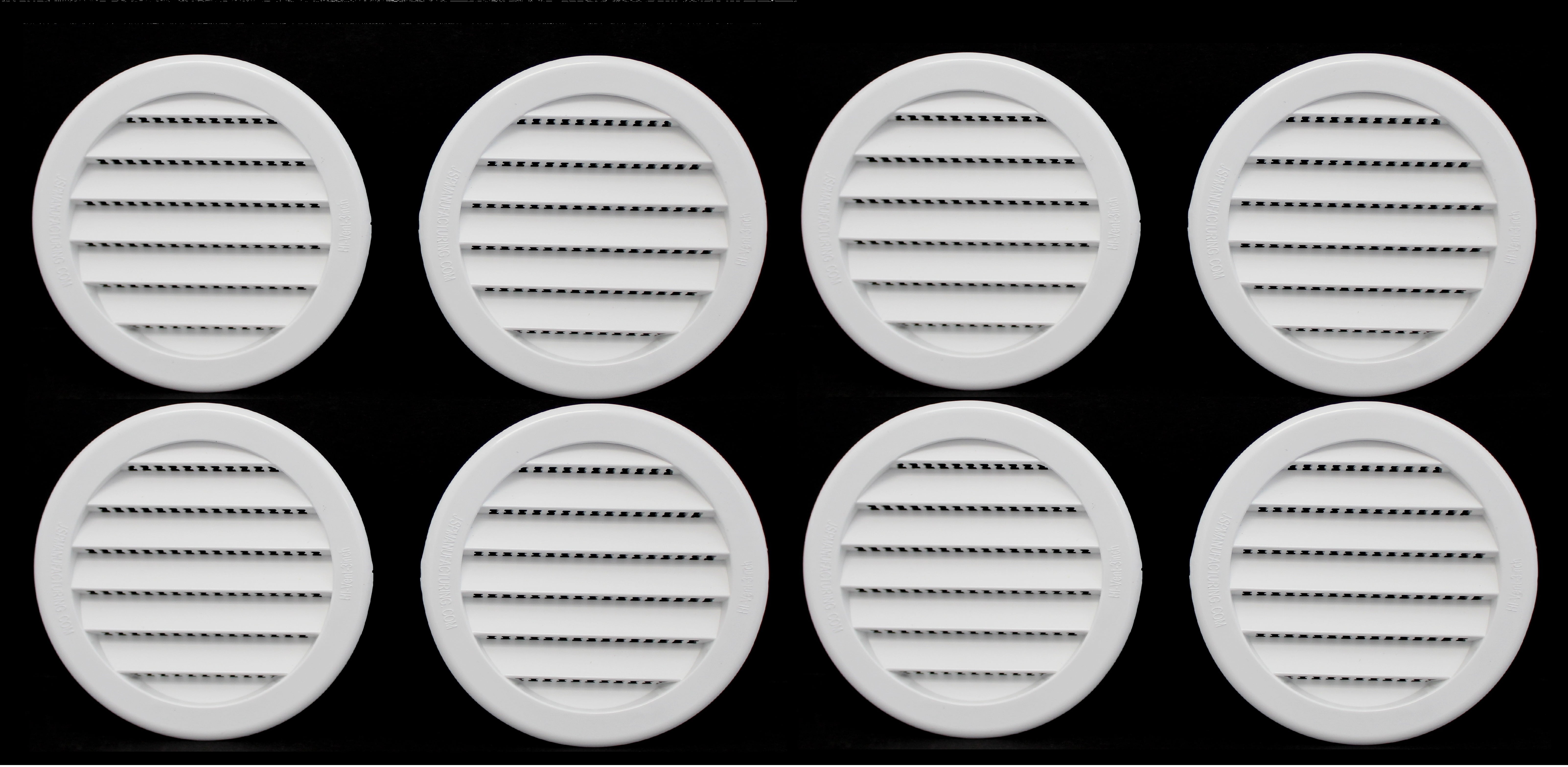 8 Pack 3" White Round Plastic Louver Soffit Air Vent - Walmart.com