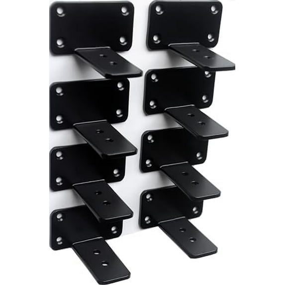 8 Pack - 3 inch Black Hidden L Shelf Bracket (1/5 Inch Thicked) Iron ...