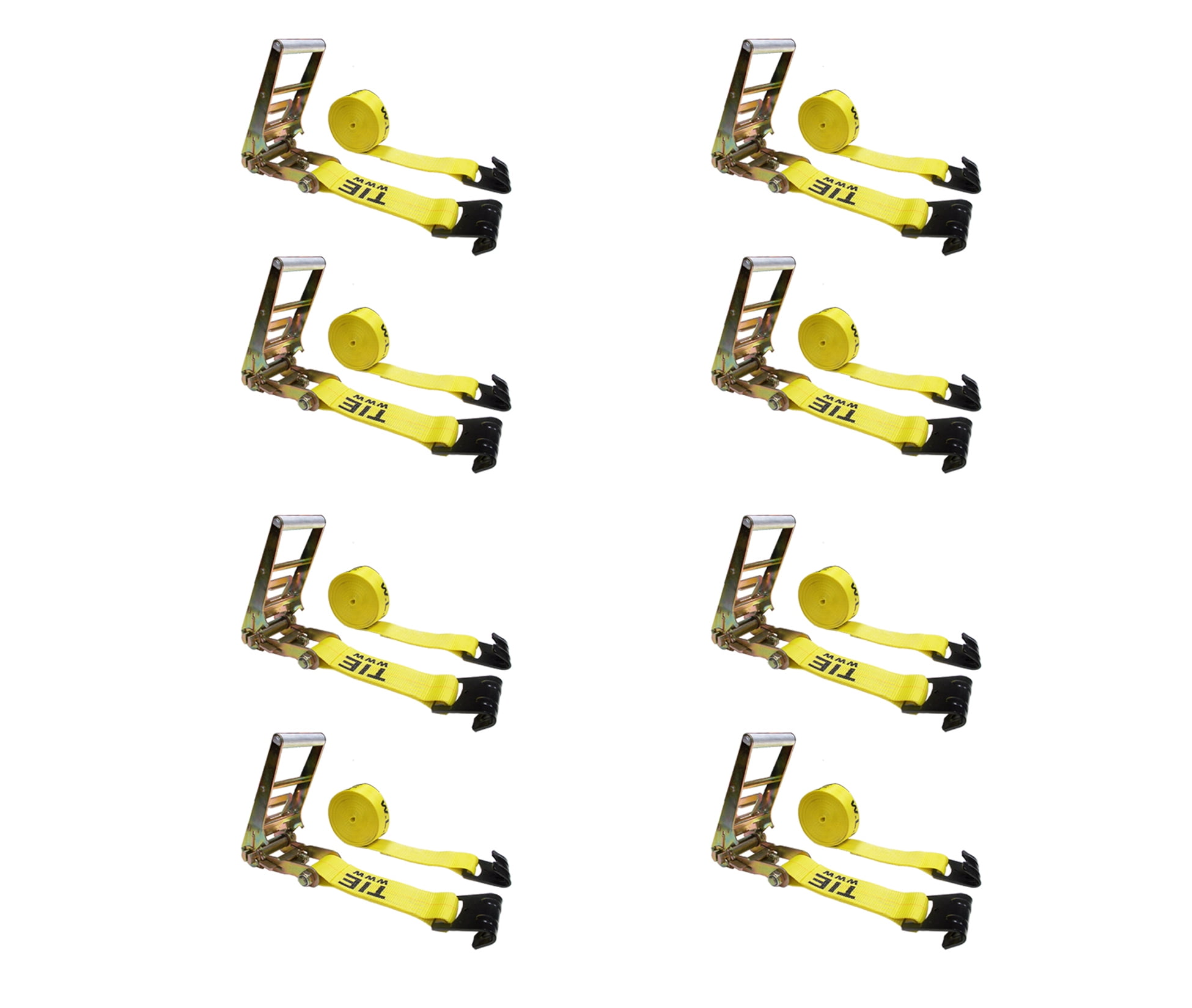 8 Pack 3" x 30' Ratchet Strap w/ Flat Hooks Flatbed Truck Trailer Tie ...