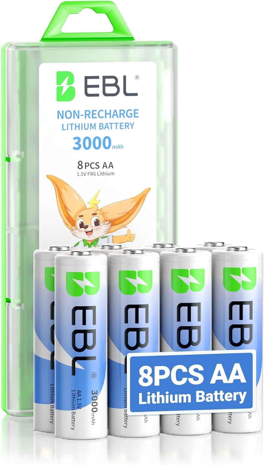 8 Pack 3000mAh 1.5V Lithium AA Batteries - High Performance Non ...
