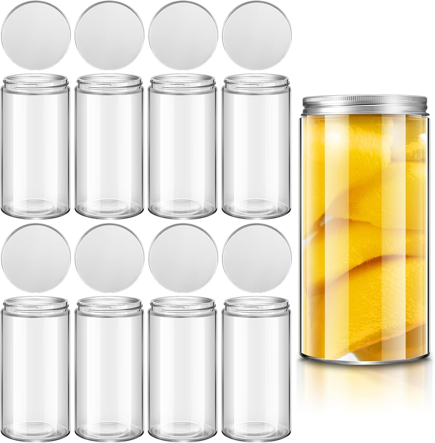 8 Pack 32 oz Glass Mason Jars Wide Mouth Clear Quart Canning Jars with Airtight Lids for Canning ...