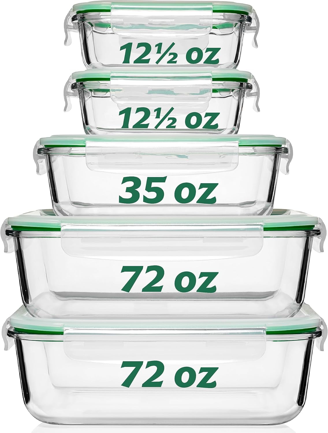 8 Pack 35 oz Glass Storage Containers with Lids - Airtight, Leakproof ...