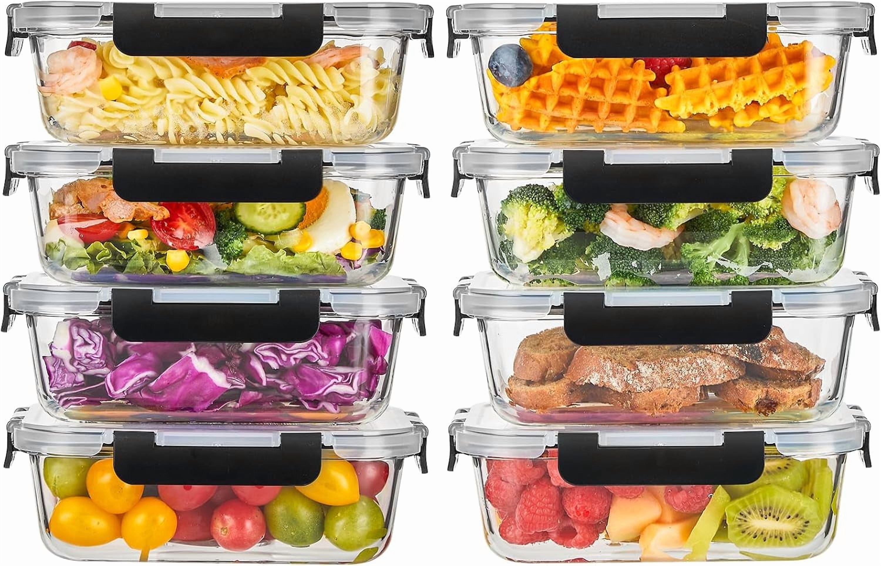 8 Pack 36OZ Glass Storage Containers with , Meal Prep Containers ...