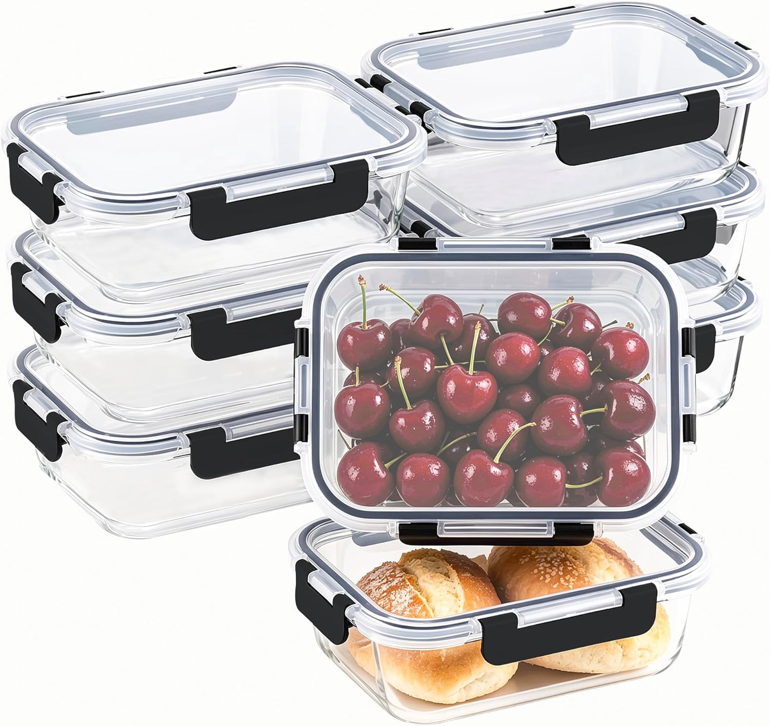8 Pack 36oz Large Glass Meal Prep Containers with lids, Glass Food ...