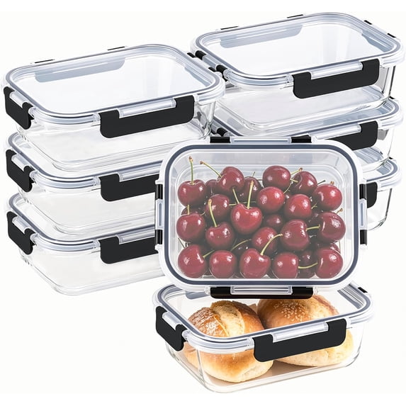 8 Pack 36oz Large Glass Meal Prep Containers with lids, Glass Food ...