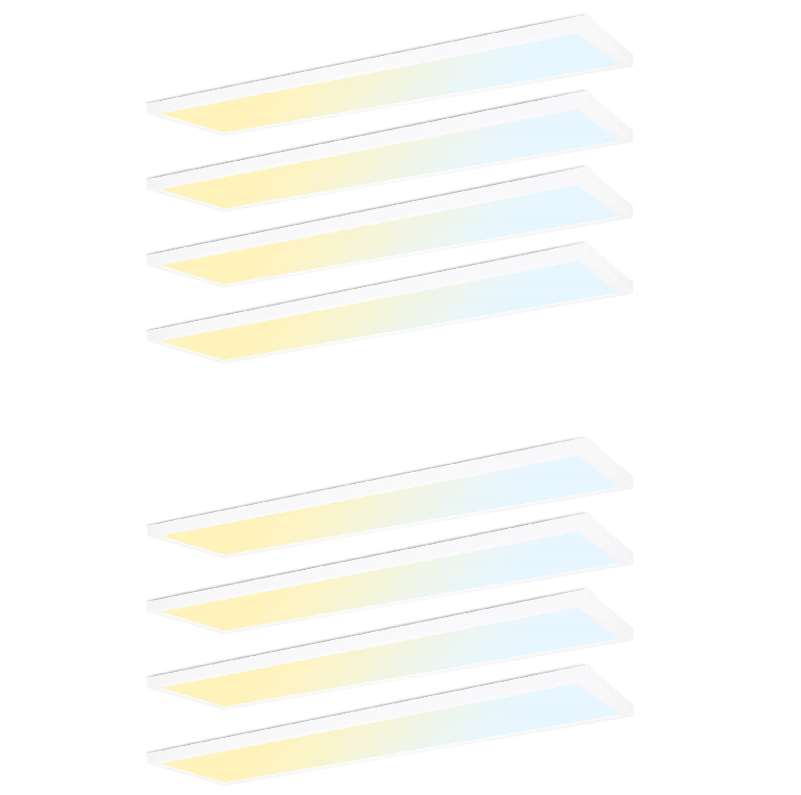 8 Pack 3CCT 1x4 FT LED Flat Panel Flush Mount Light, 5%-100% Dimmable ...