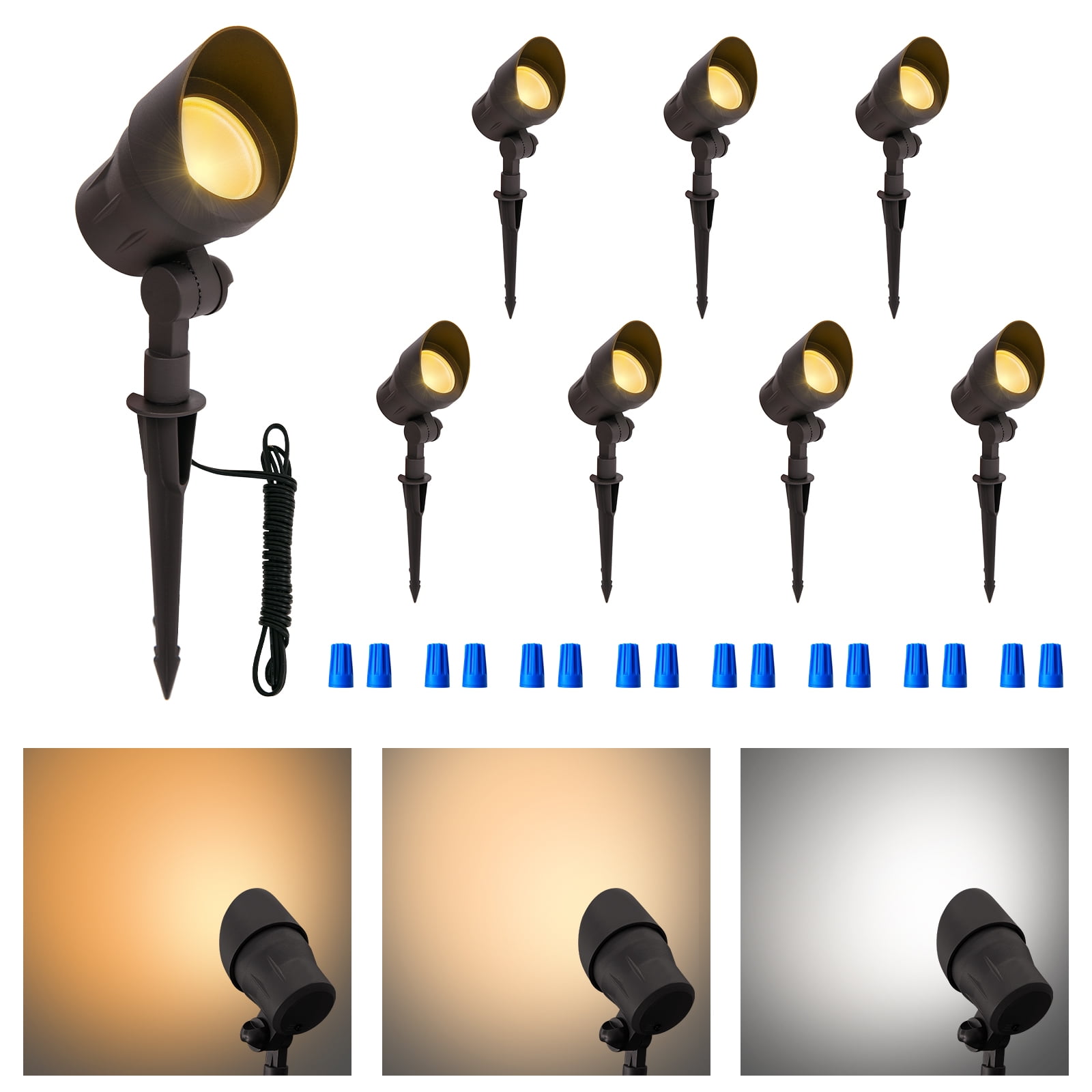 8-Pack 3CCT Low Voltage LED Landscape Lighting, 2700K/3000K/4000K ...