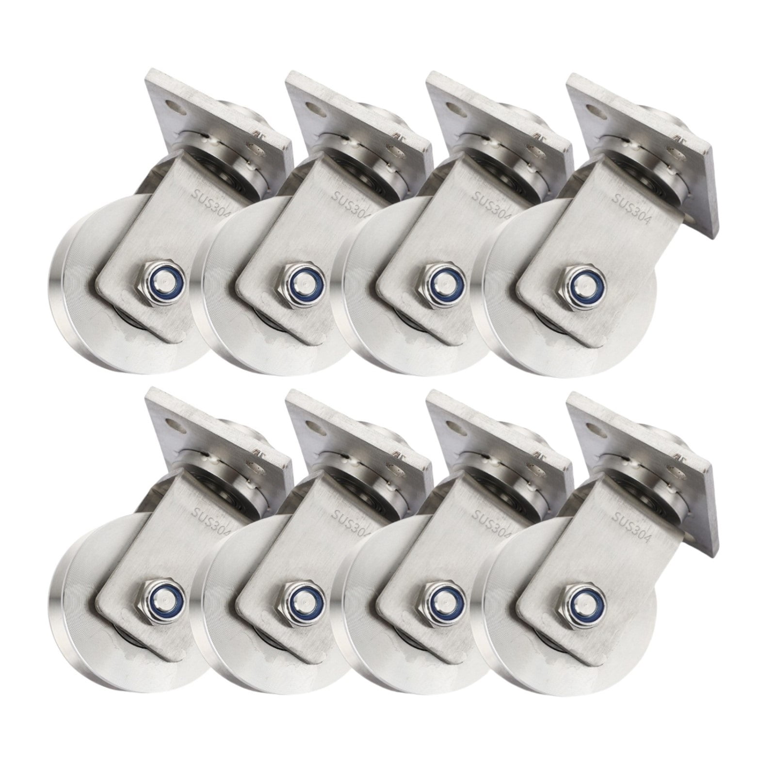 8 Pack 3in Swivel Cable Pulley Wheel with Plate Stainless Steel U ...