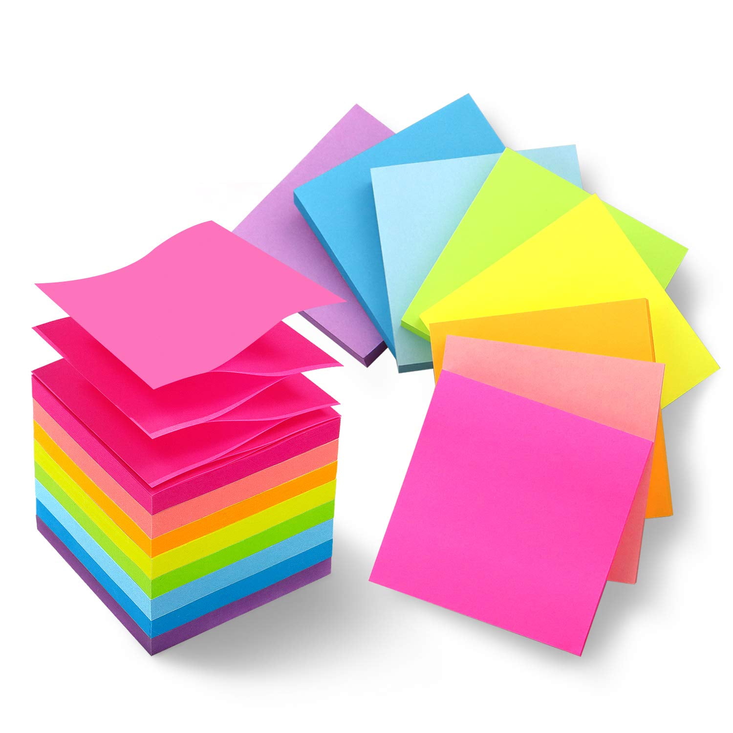 8 Pack 3x3 Inch Pop Up Sticky Notes Refills, Super Adhesive Self Stick ...